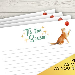 Cats Tis the Season PRINTABLE STATIONARY, 8.5x11/a4, Lined/unlined ...