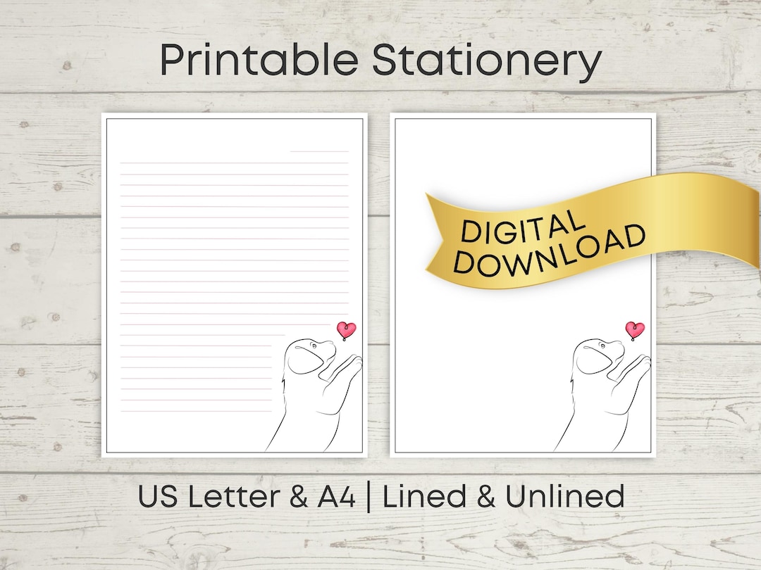 Puppy Love, PRINTABLE STATIONERY, 8.5x11/a4 Sizes, Valentine's Day ...