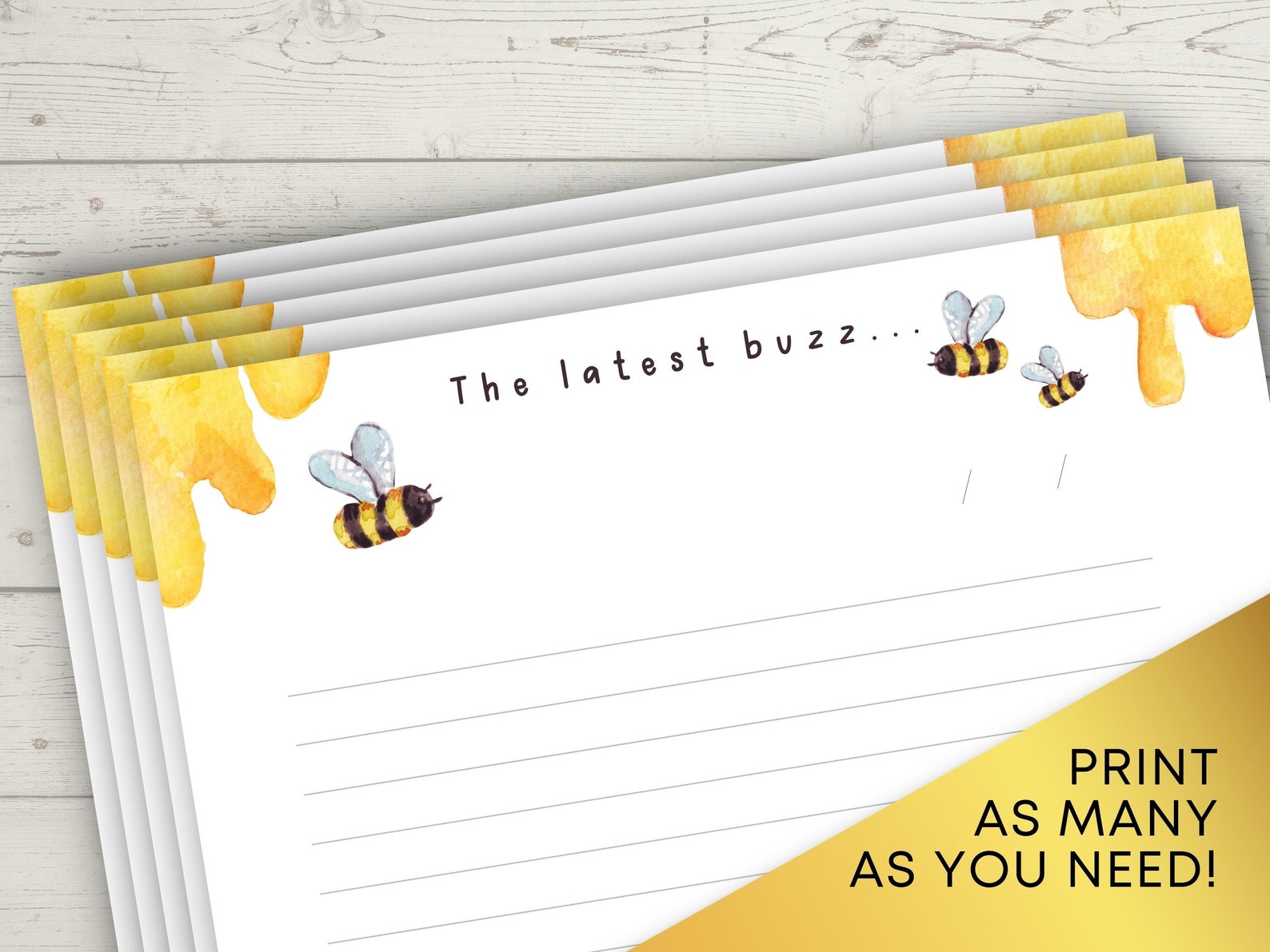 The Latest Buzz Bees PRINTABLE STATIONERY, 8.5x11/a4 Sizes, Lined ...