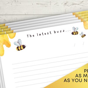 The Latest Buzz Bees PRINTABLE STATIONERY, 8.5x11/a4 Sizes, Lined ...