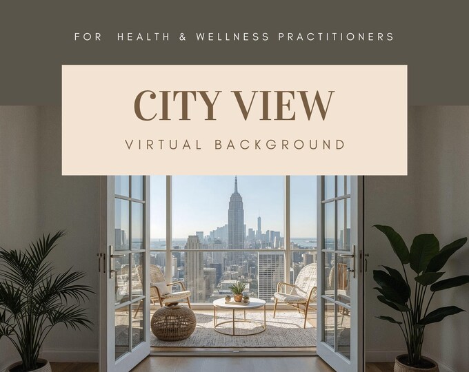 Minimalist Boho Zoom Background | Neutral Home Office With City View ...