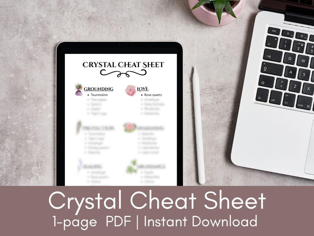 Crystal Cheat Sheet Printable | 1-page Quick Reference Guide for ...