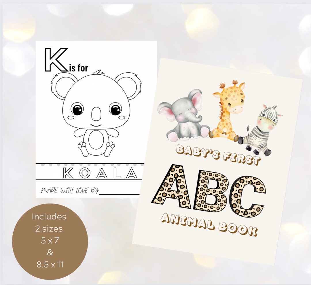 ABC Animal Book- Baby Shower Game - Coloring Book - Printable PDF ...