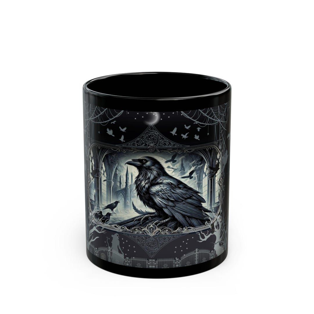 Mystical Raven Black Mug Gothic Raven - Etsy