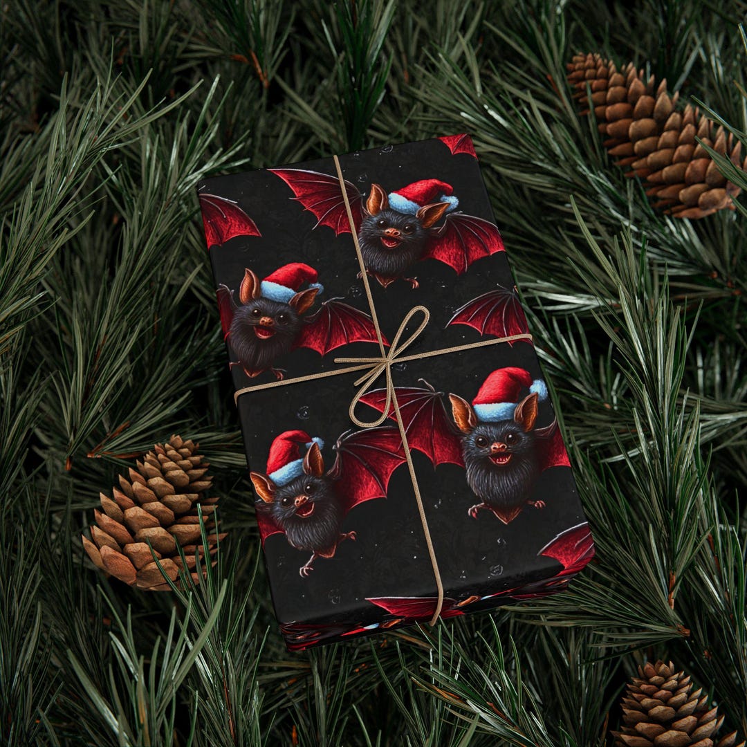 Gothic Bat Wrapping Paper - Etsy