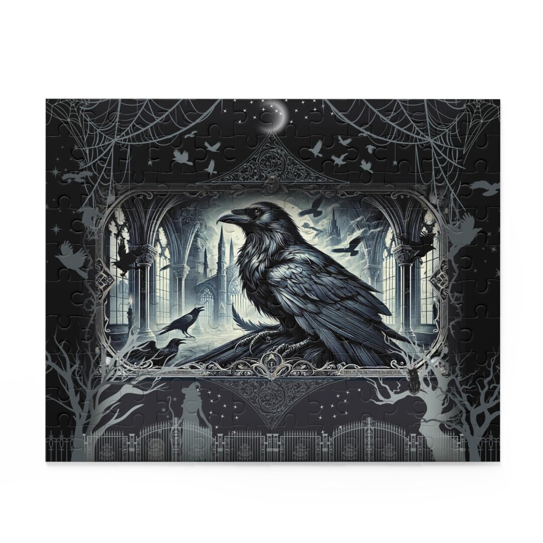 Gothic Raven Puzzle - 120/252/500-piece, Dark Art Jigsaw, Perfect for ...