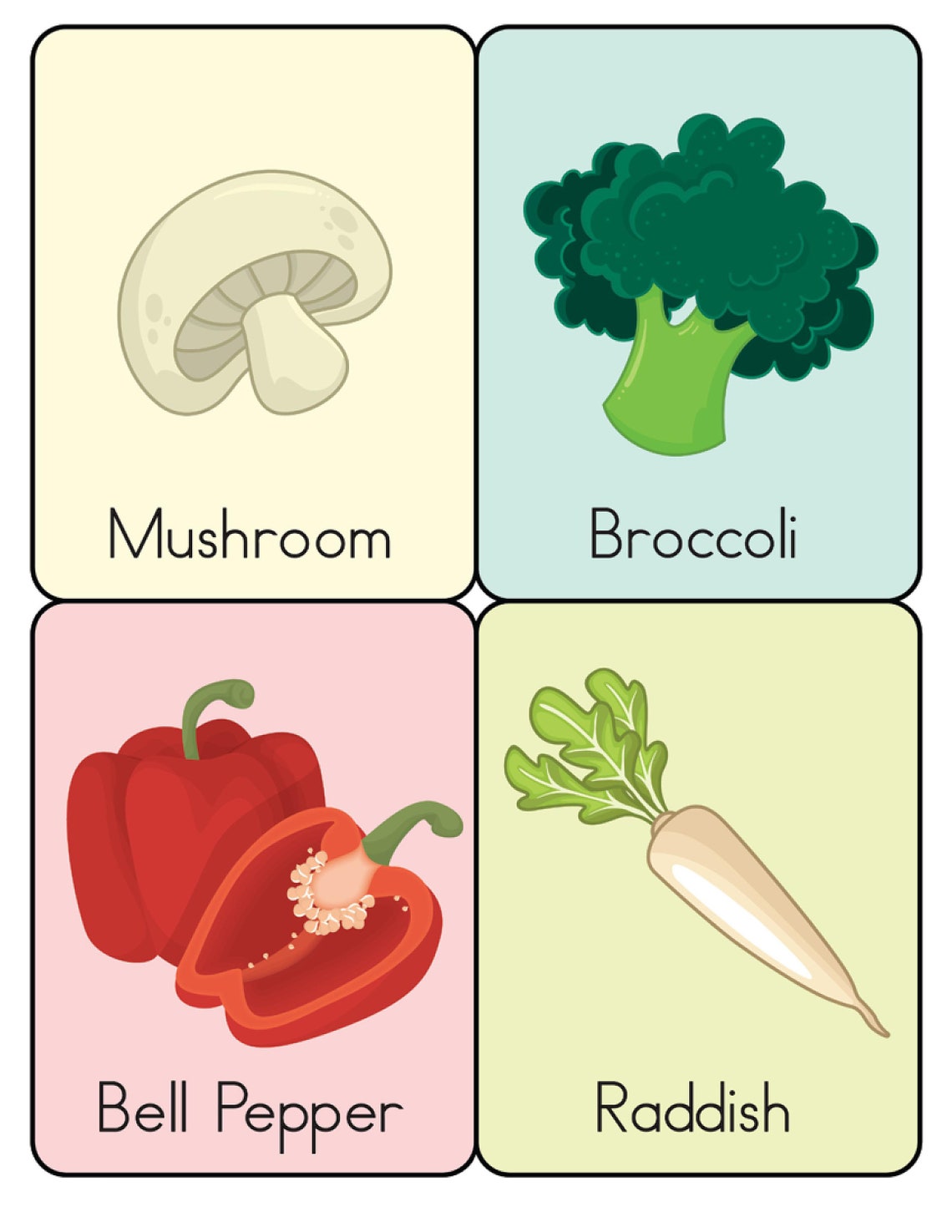 100 Fruits Vegetables Plants Trees and Flowers Flashcards, Montessori ...