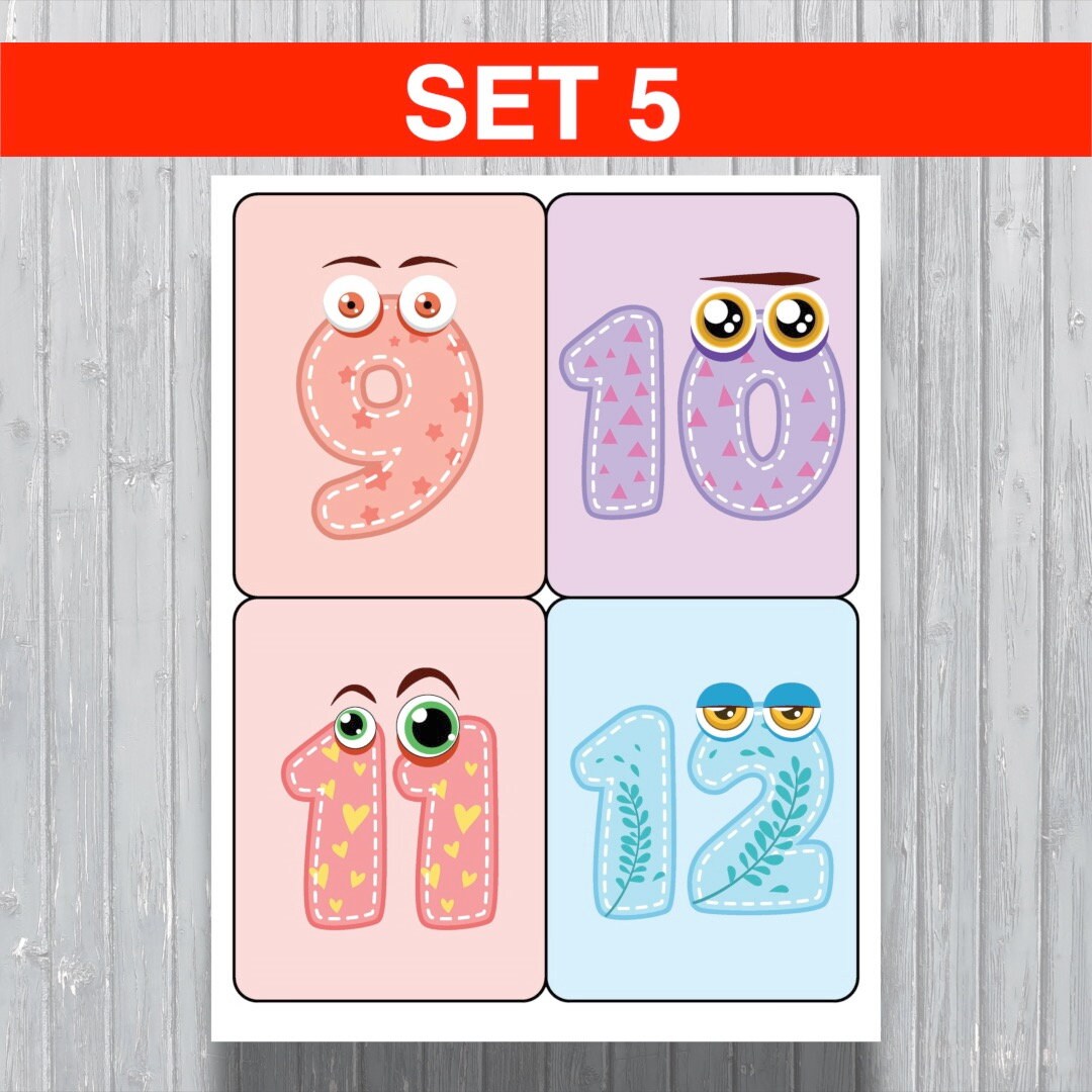 Alphabets and Numbers Flashcards Set, Montessori Flashcards, Pre-school ...