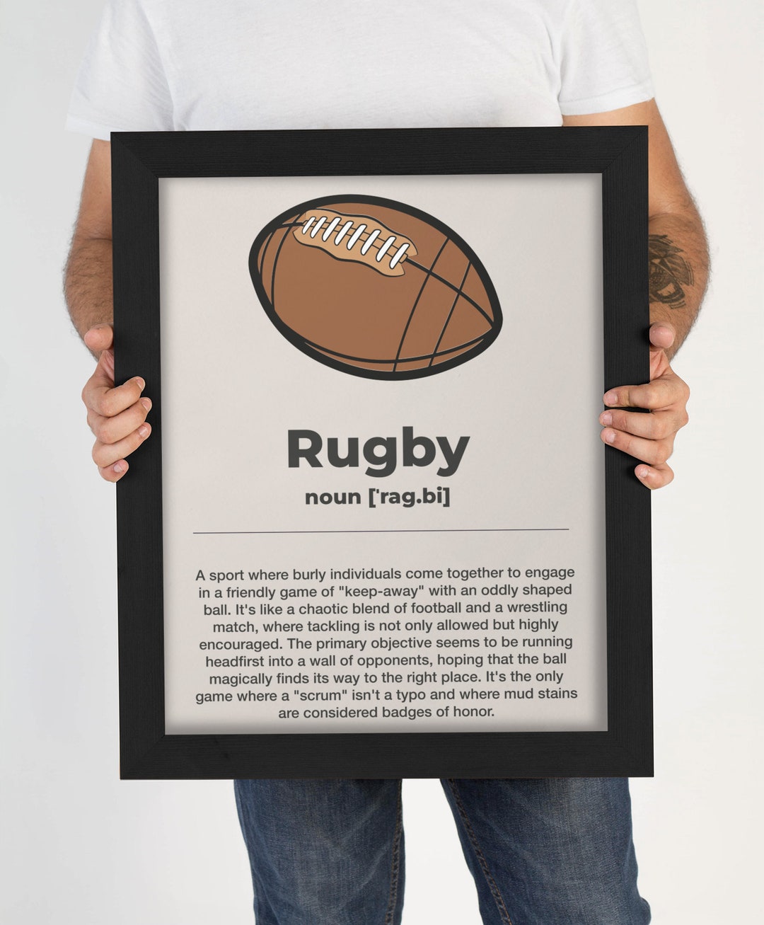 Funny Rugby Definition Wall Art, Humorous Rugby Art Print, Rugby Wall ...