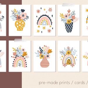 Boho Rainbow Floral Clipart Bundle: Alphabet, Posters, Stickers ...