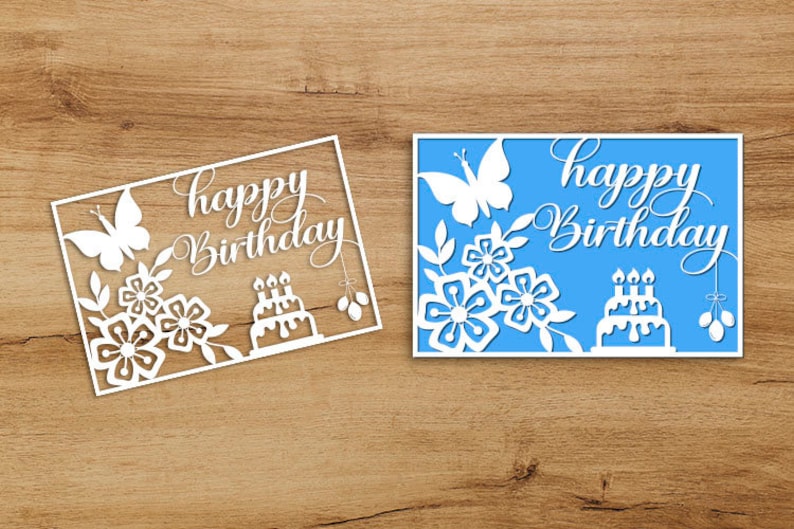 Happy Birthday Paper Cut Card SVG Bundle, Happy Birthday Card Papercut ...