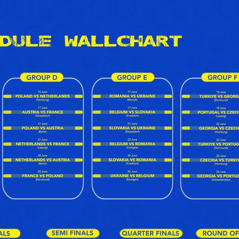 Euro 2024 Printable Wall Chart, Euro 24 Fixture Schedule, Euro 24 ...