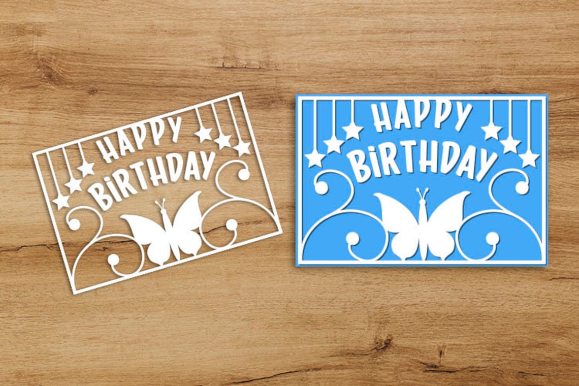 Happy Birthday Paper Cut Card SVG Bundle, Happy Birthday Card Papercut ...