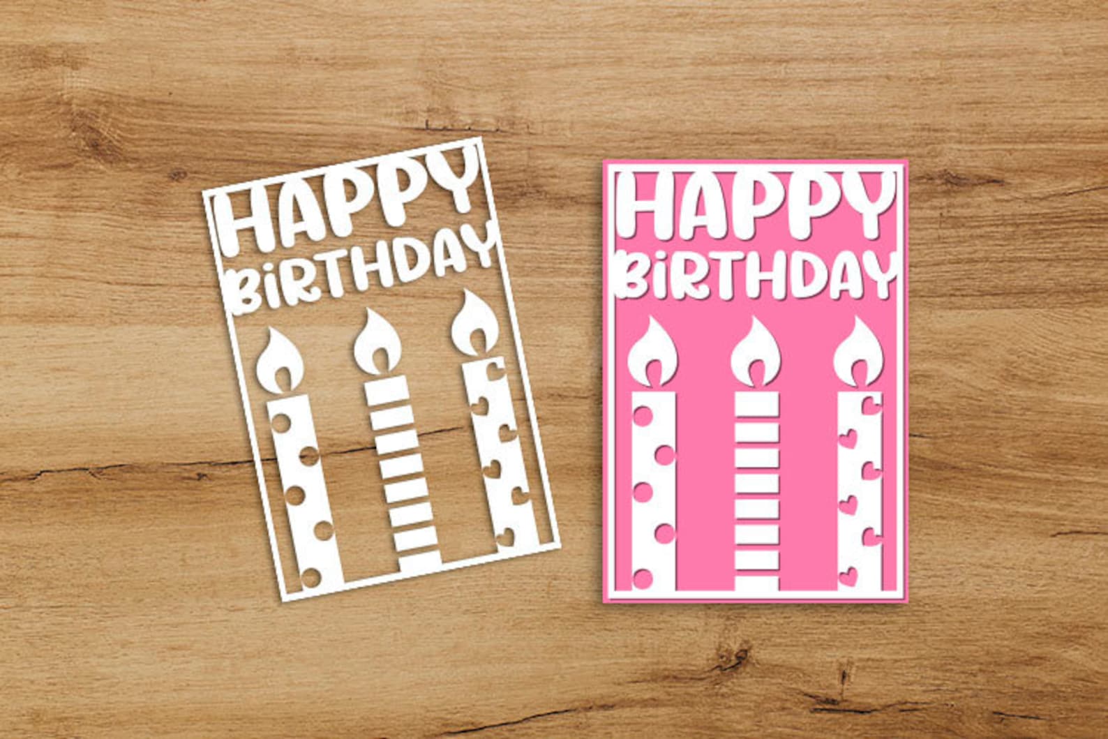 Happy Birthday Paper Cut Card SVG Bundle Happy Birthday Card - Etsy