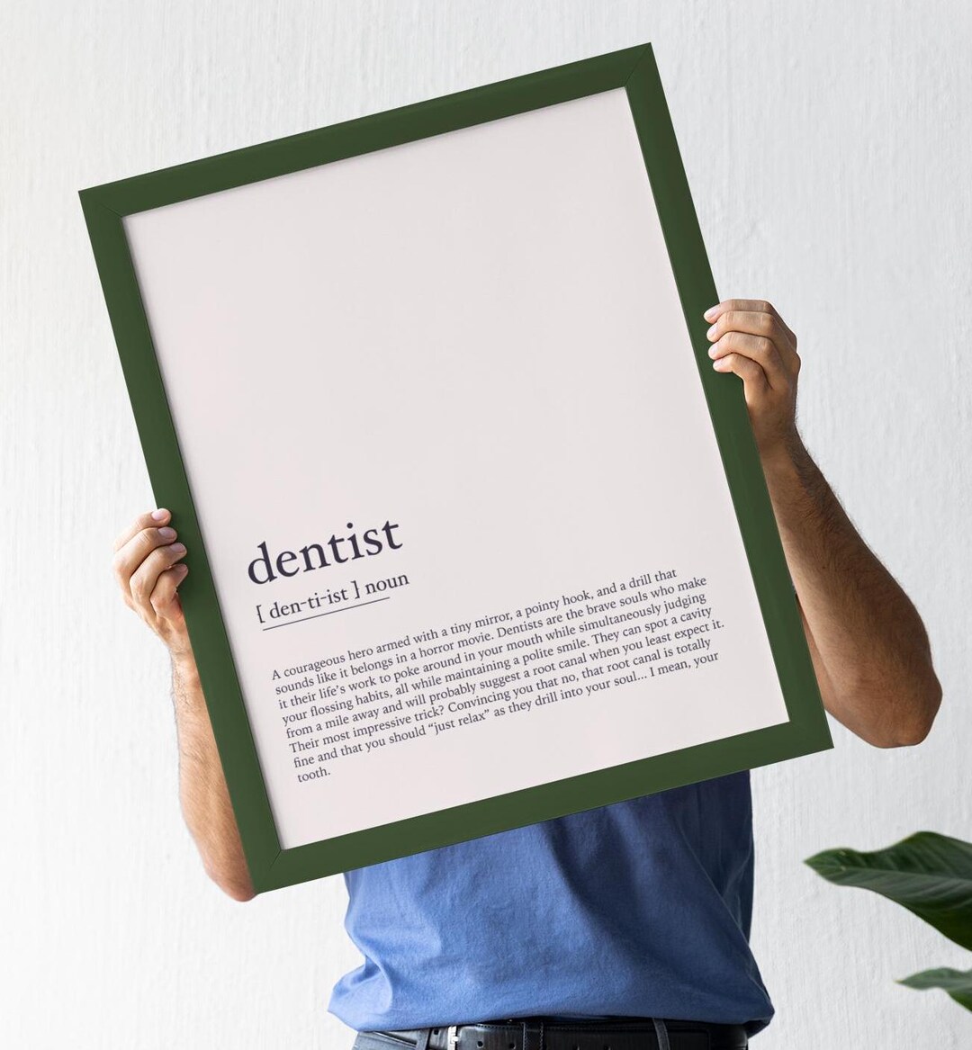 Funny Dentist Definition Wall Art, Humorous Dentist Art Print, Dentist ...