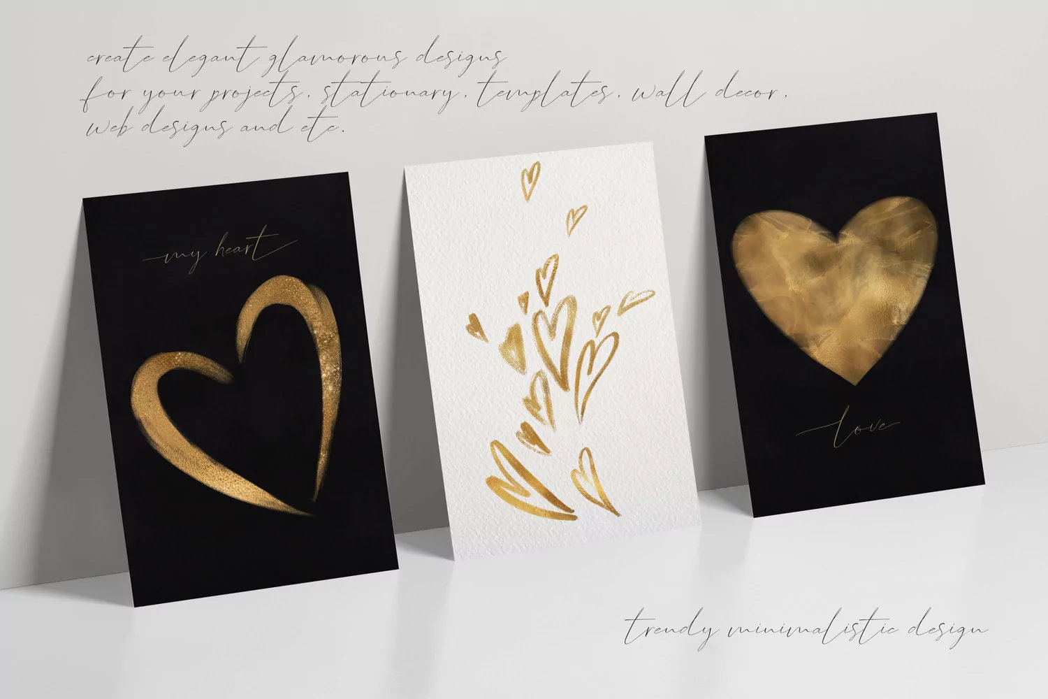 Gold Glitter Heart PNG Bundle: Valentine's Day Clipart (digital ...