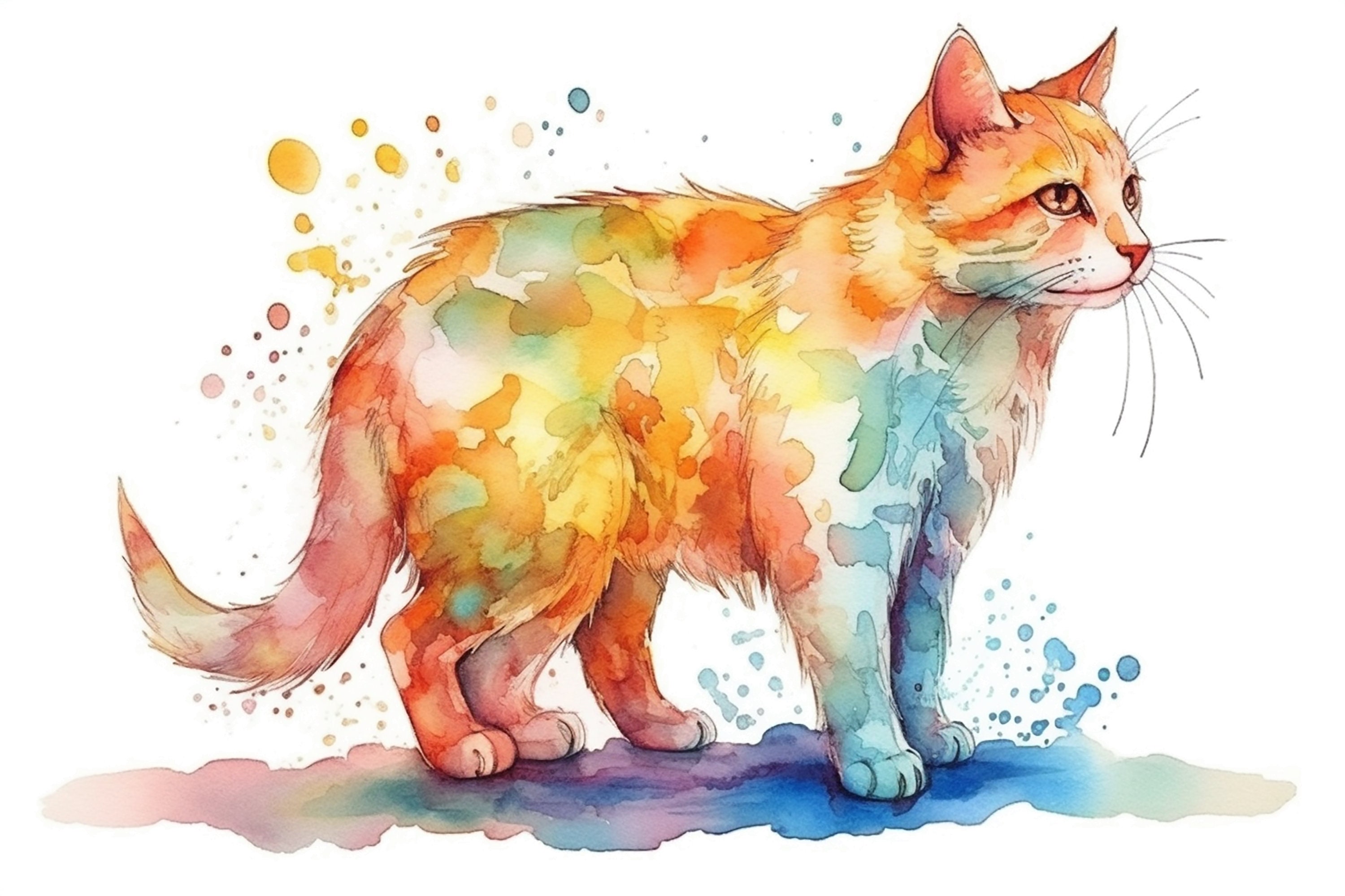 Watercolor Cat Clipart PNG Bundle, Watercolor Kitten Clipart Bundle ...