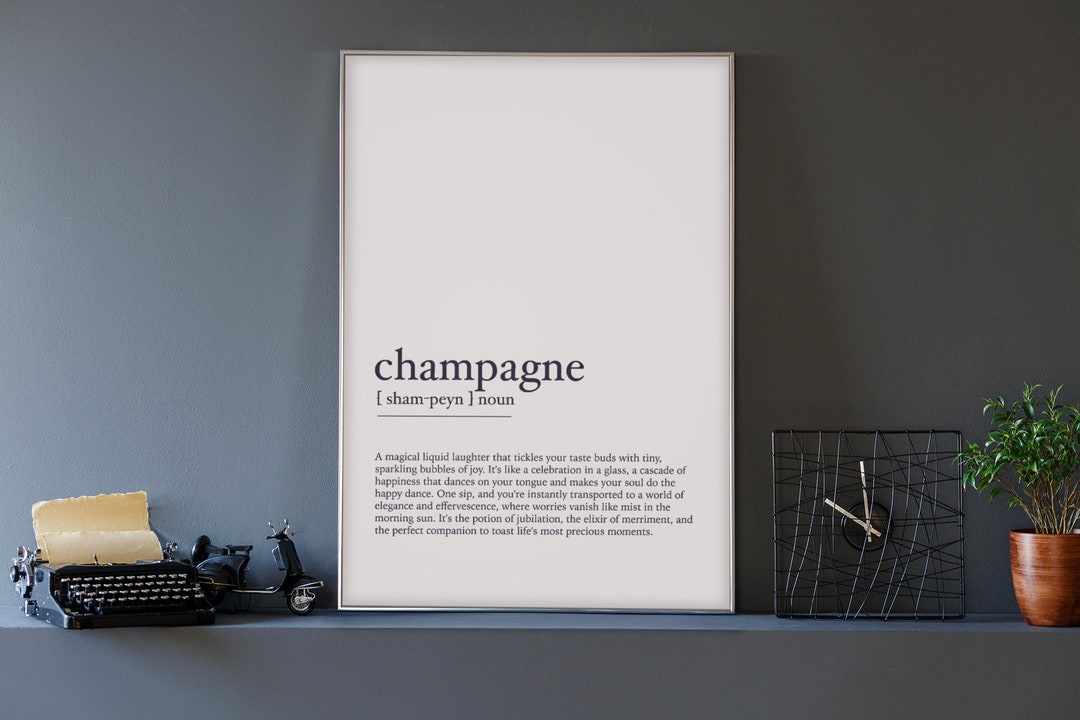 Funny Champagne Definition Art Print: Home Bar Decor (digital Download ...