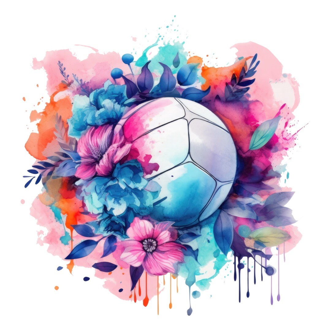 Floral Watercolor Sports Sublimation Clipart Bundle, Watercolor Sports ...