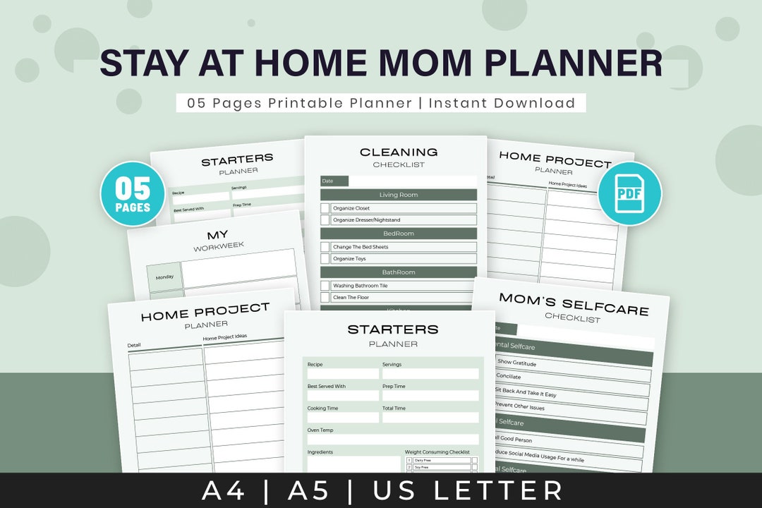 Stay at Home Mom Planner, Printable Daily Mom Planner, Homemaker ...