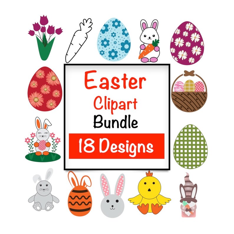 Easter Clipart SVG Bundle, Easter Bunny Clipart, Easter Eggs Clipart ...