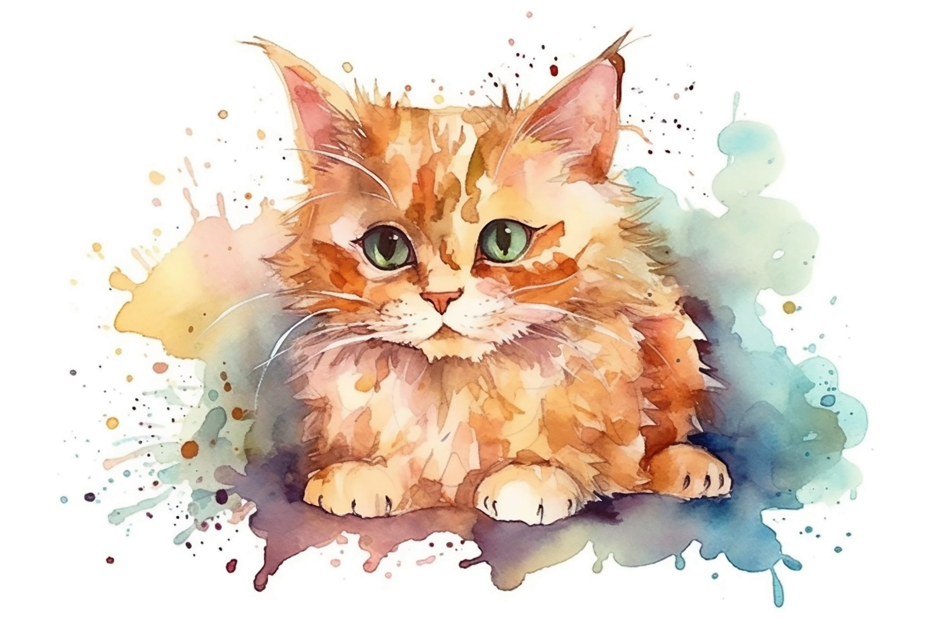 Watercolor Cat Clipart PNG Bundle, Watercolor Kitten Clipart Bundle ...