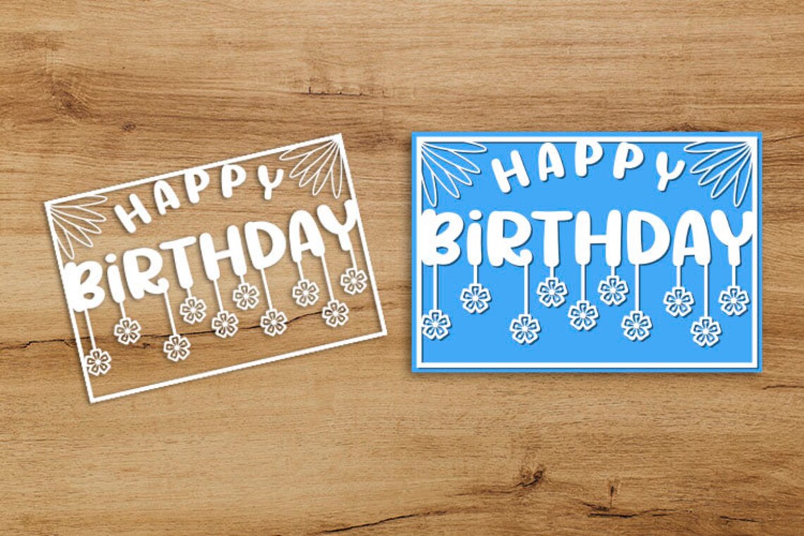 Happy Birthday Paper Cut Card SVG Bundle, Happy Birthday Card Papercut ...