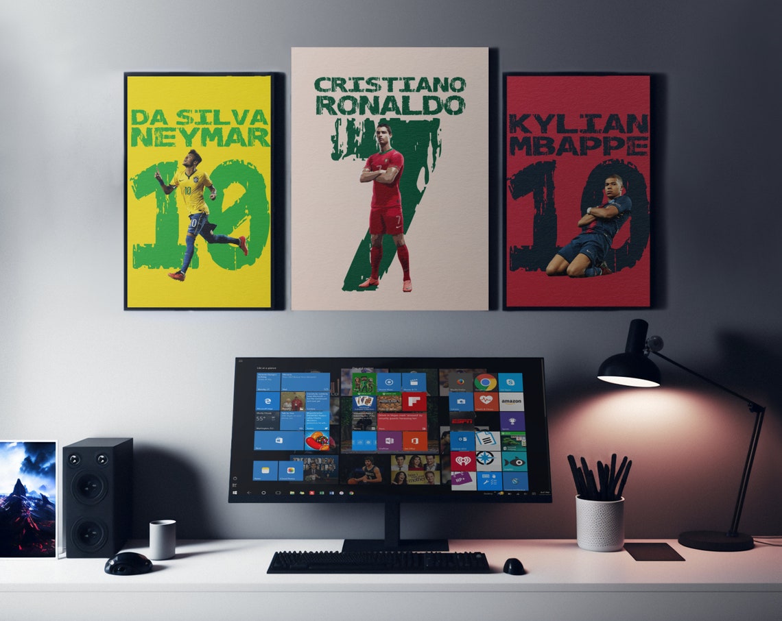 Messi Ronaldo Neymar Mbappe Posters Set, Sports Poster Set, Football ...