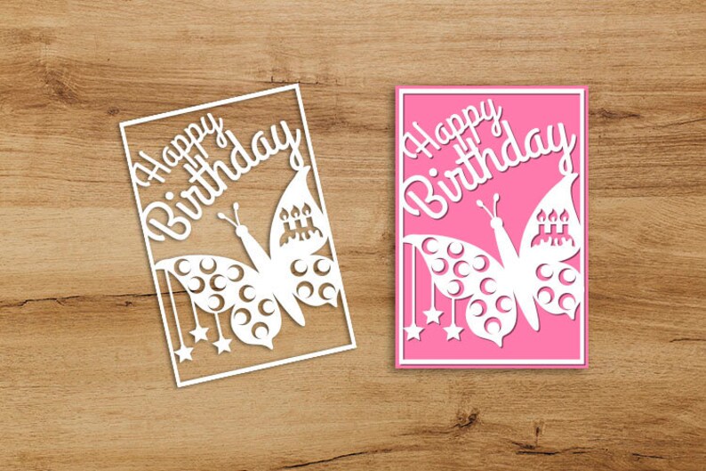 Happy Birthday Paper Cut Card SVG Bundle Happy Birthday Card - Etsy
