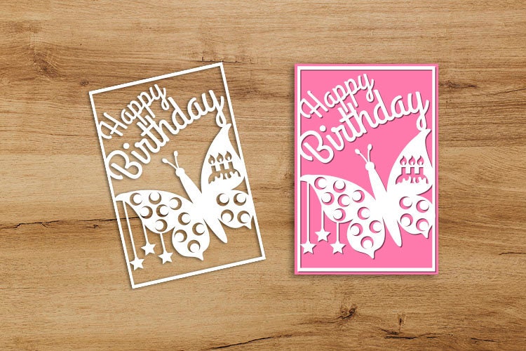 Happy Birthday Paper Cut Card SVG Bundle Happy Birthday Card - Etsy