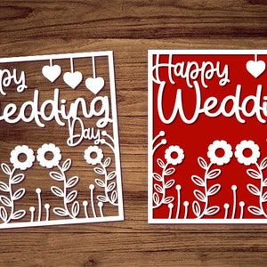 Wedding Paper Cut Card SVG Bundle, Happy Wedding Card Paper Cut ...