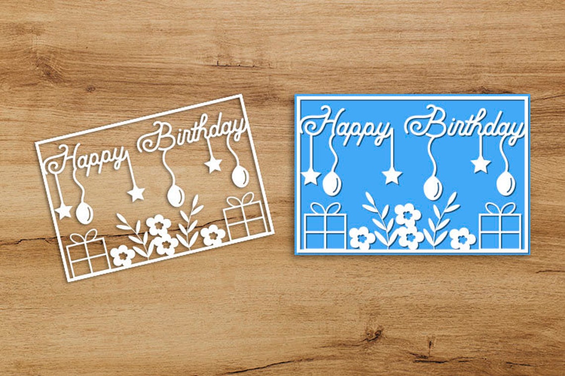 Happy Birthday Paper Cut Card SVG Bundle, Happy Birthday Card Papercut ...