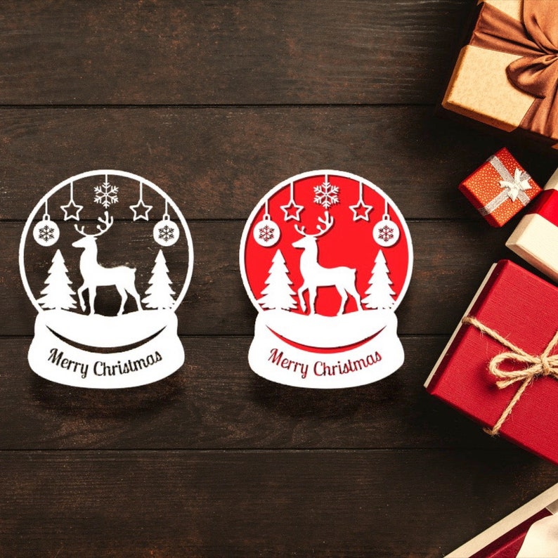 Snow Globe Merry Christmas Paper Cut SVG Bundle, Snow Globe Merry ...