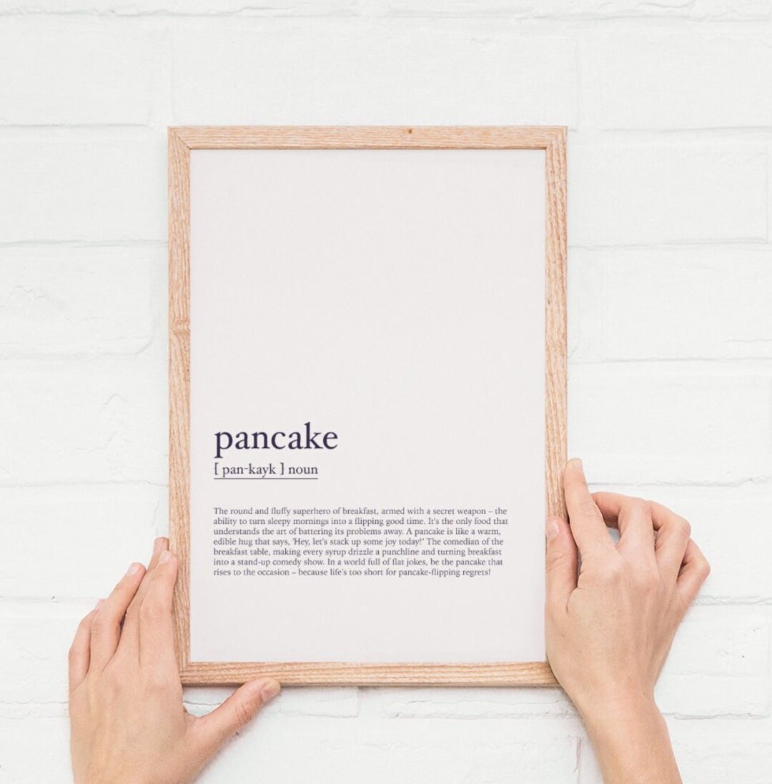 Funny Pancake Definition Wall Art, Humorous Pancake Art Print, Fast ...