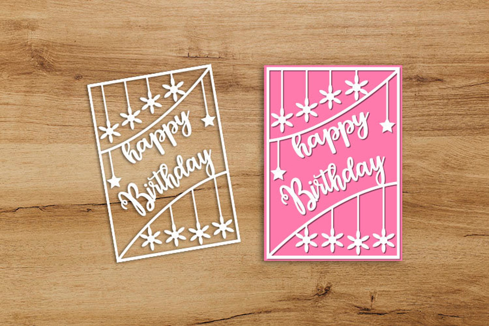 Happy Birthday Paper Cut Card SVG Bundle Happy Birthday Card - Etsy