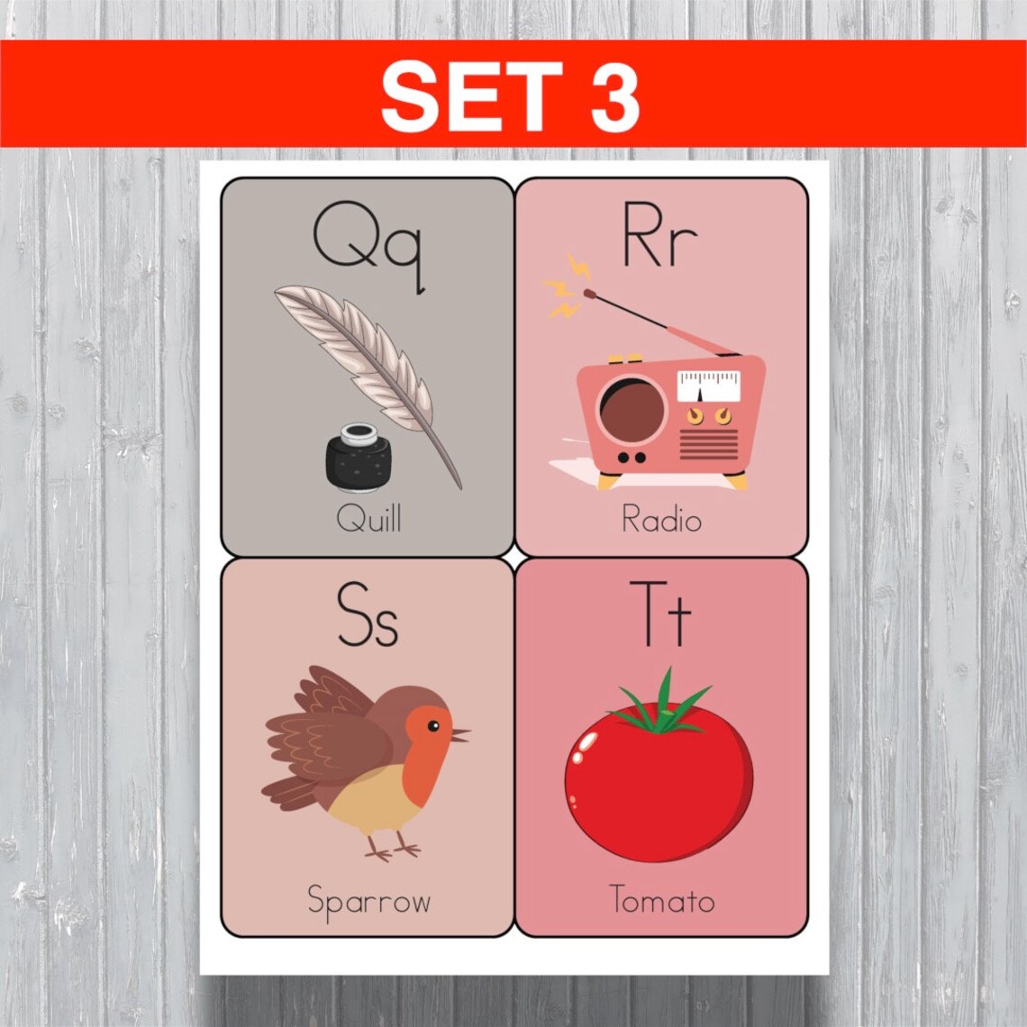 Alphabets and Numbers Flashcards Set, Montessori Flashcards, Pre-school ...