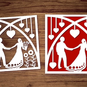 Wedding Paper Cut Card SVG Bundle, Happy Wedding Card Paper Cut ...