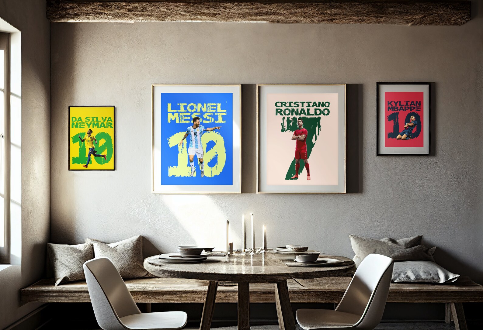 Messi Ronaldo Neymar Mbappe Posters Set, Sports Poster Set, Football ...