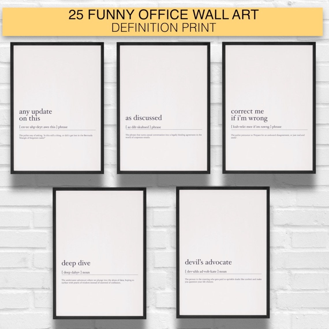 25 Funny Office Definition Wall Art Set, 25 Office Prints Mega Bundle ...
