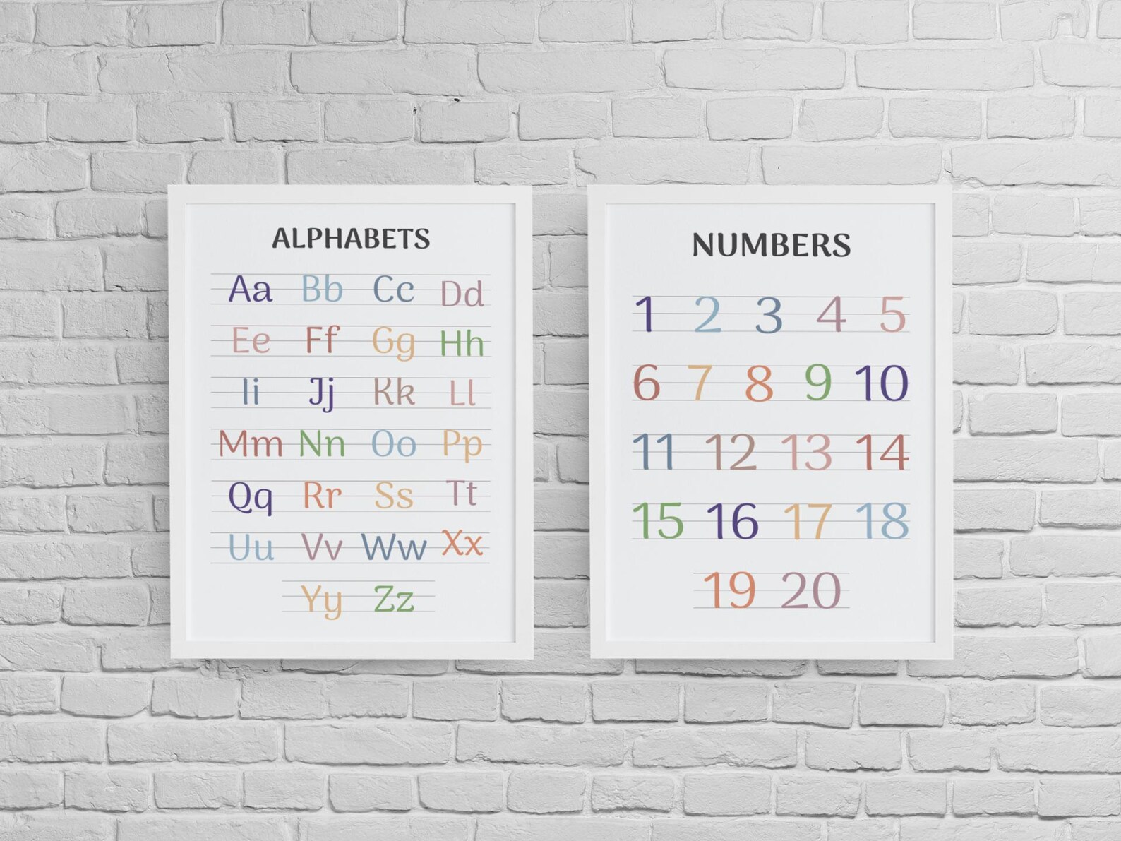 Alphabet and Numbers Poster Set: Educational Handwriting Chart (digital ...