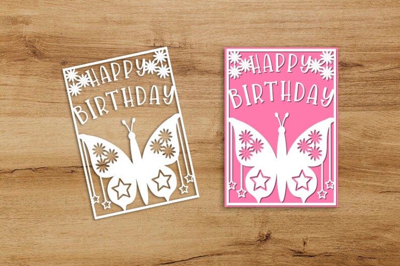Happy Birthday Paper Cut Card SVG Bundle Happy Birthday Card - Etsy