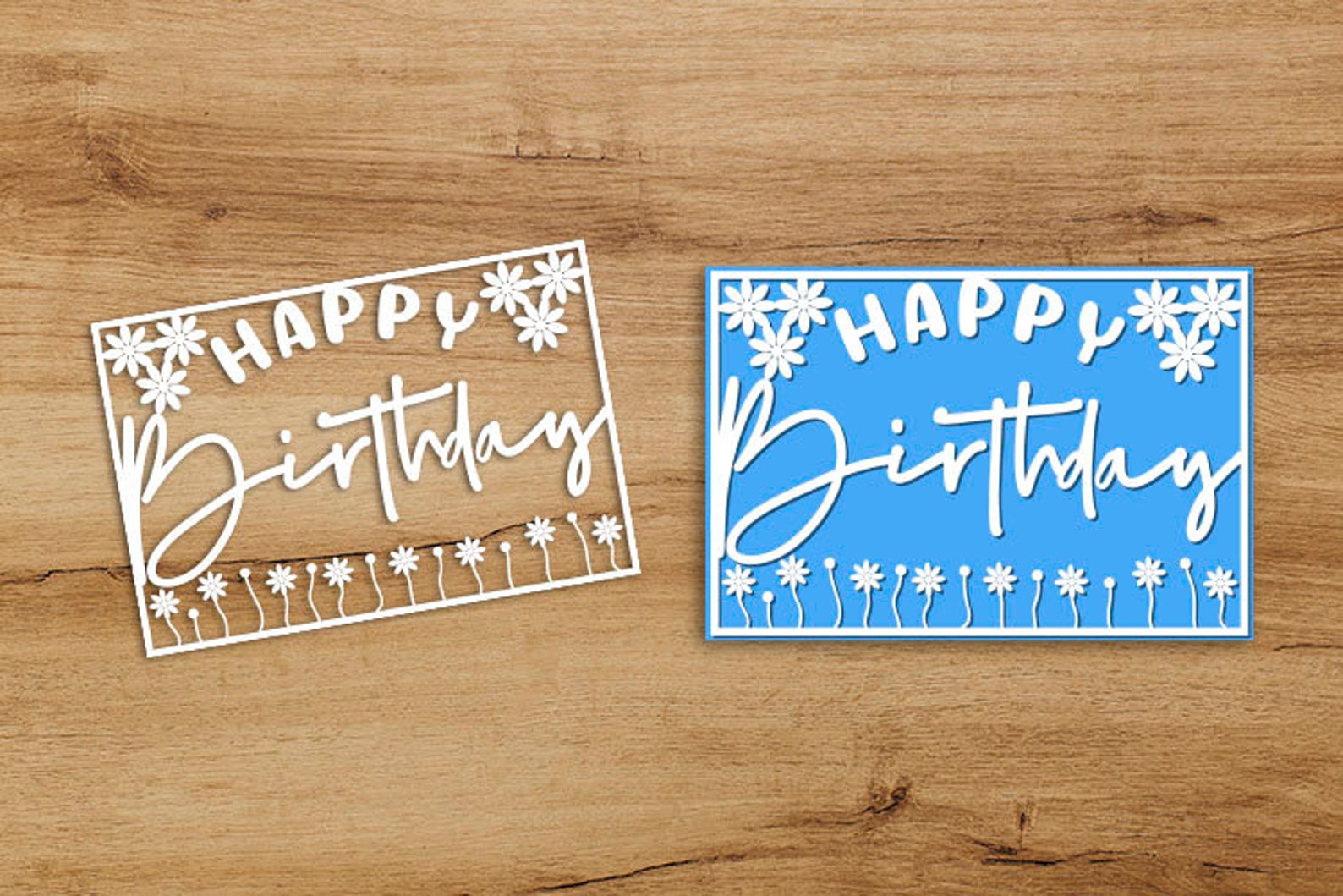 Happy Birthday Paper Cut Card SVG Bundle, Happy Birthday Card Papercut ...
