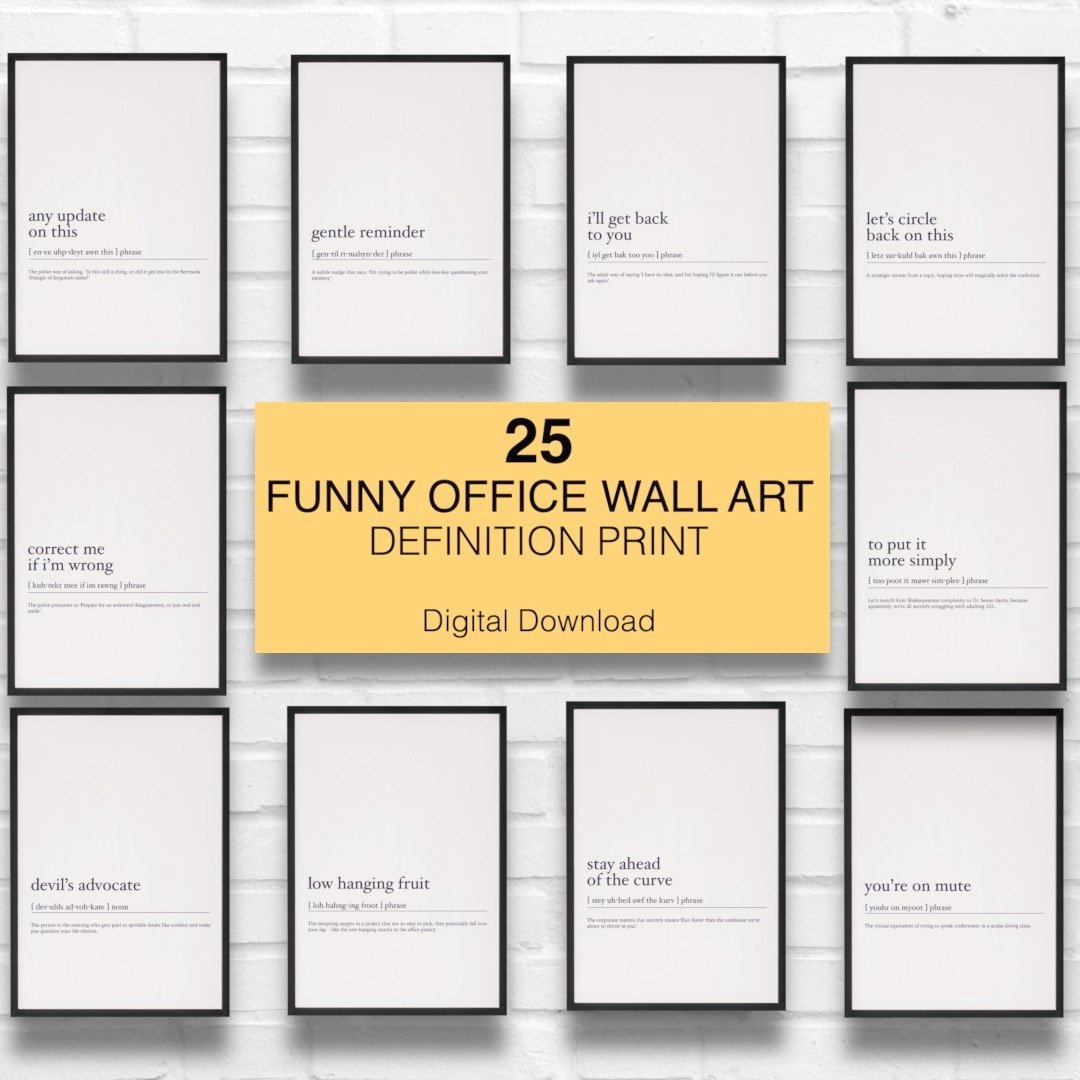 25 Funny Office Definition Wall Art Set, 25 Office Prints Mega Bundle ...