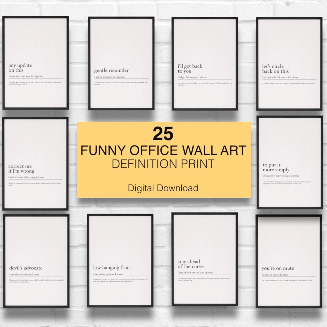 25 Funny Office Definition Wall Art Set, 25 Office Prints Mega Bundle ...