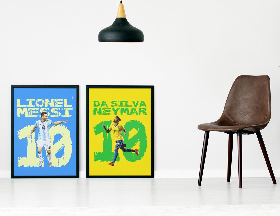 Messi Ronaldo Neymar Mbappe Posters Set, Sports Poster Set, Football ...