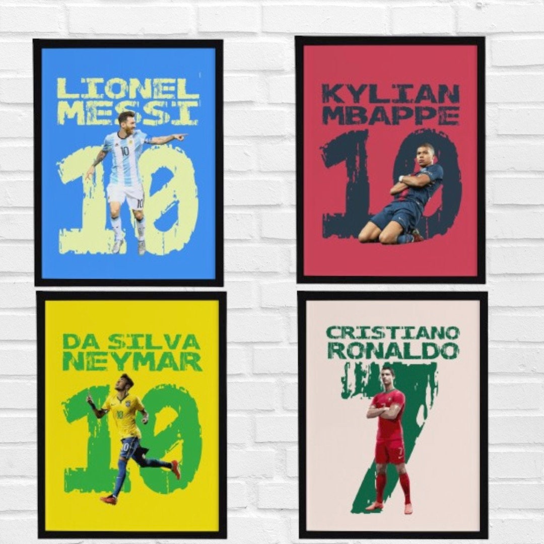 Messi Ronaldo Neymar Mbappe Posters Set, Sports Poster Set, Football ...