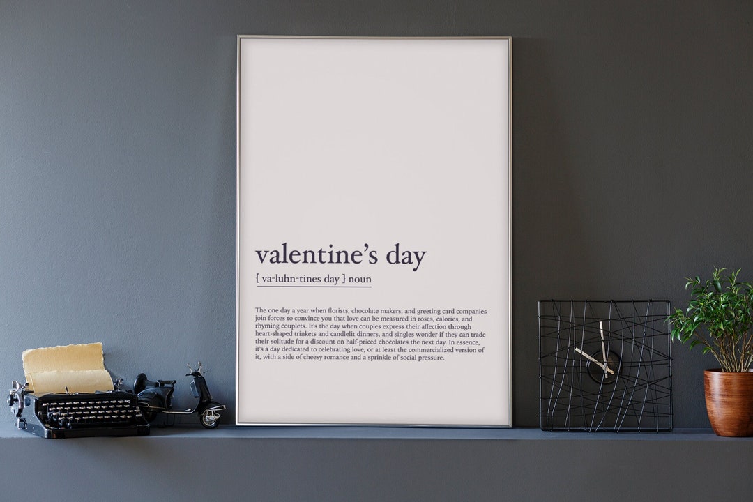 Funny Valentines Day Definition Wall Art, Humorous Valentines Day Art ...