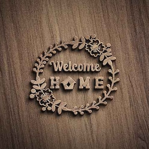 Laser Cut Round Door Sign SVG Bundle: Home & Welcome Designs (digital ...
