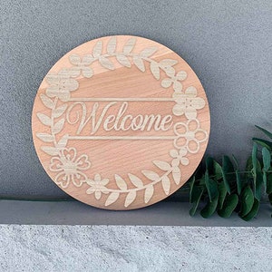 Laser Cut Round Door Sign SVG Bundle: Home & Welcome Designs (digital ...