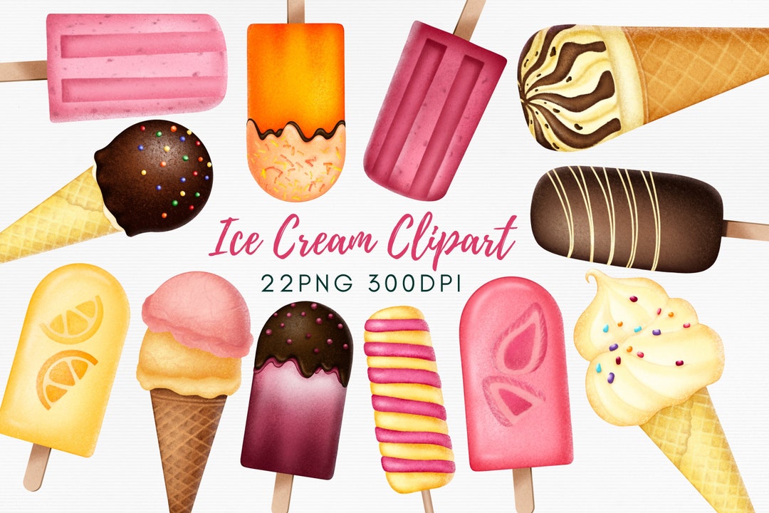 22 Ice Cream Popsicle Clipart PNG Bundle, Watercolor Popsicles Clipart ...